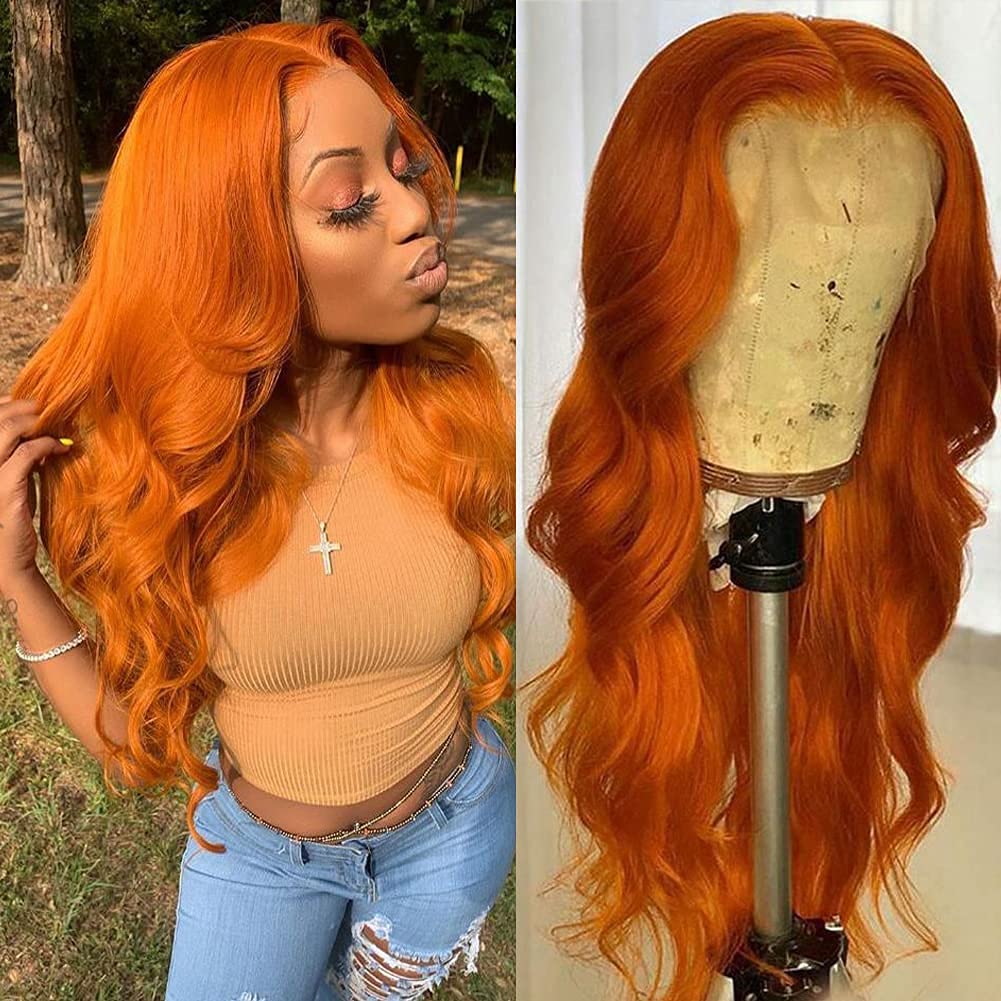 Ginger Wave HD Transparent Lace Frontal Human Hair Wigs 180% Density ...